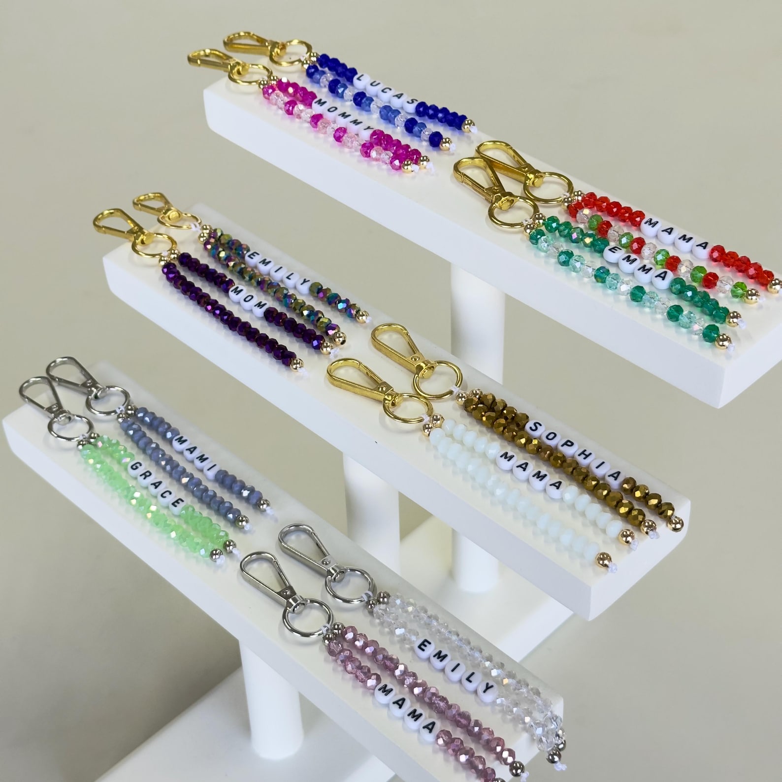 Cute Keychain Initial/name Keychain With Letter Beads/personalized ...