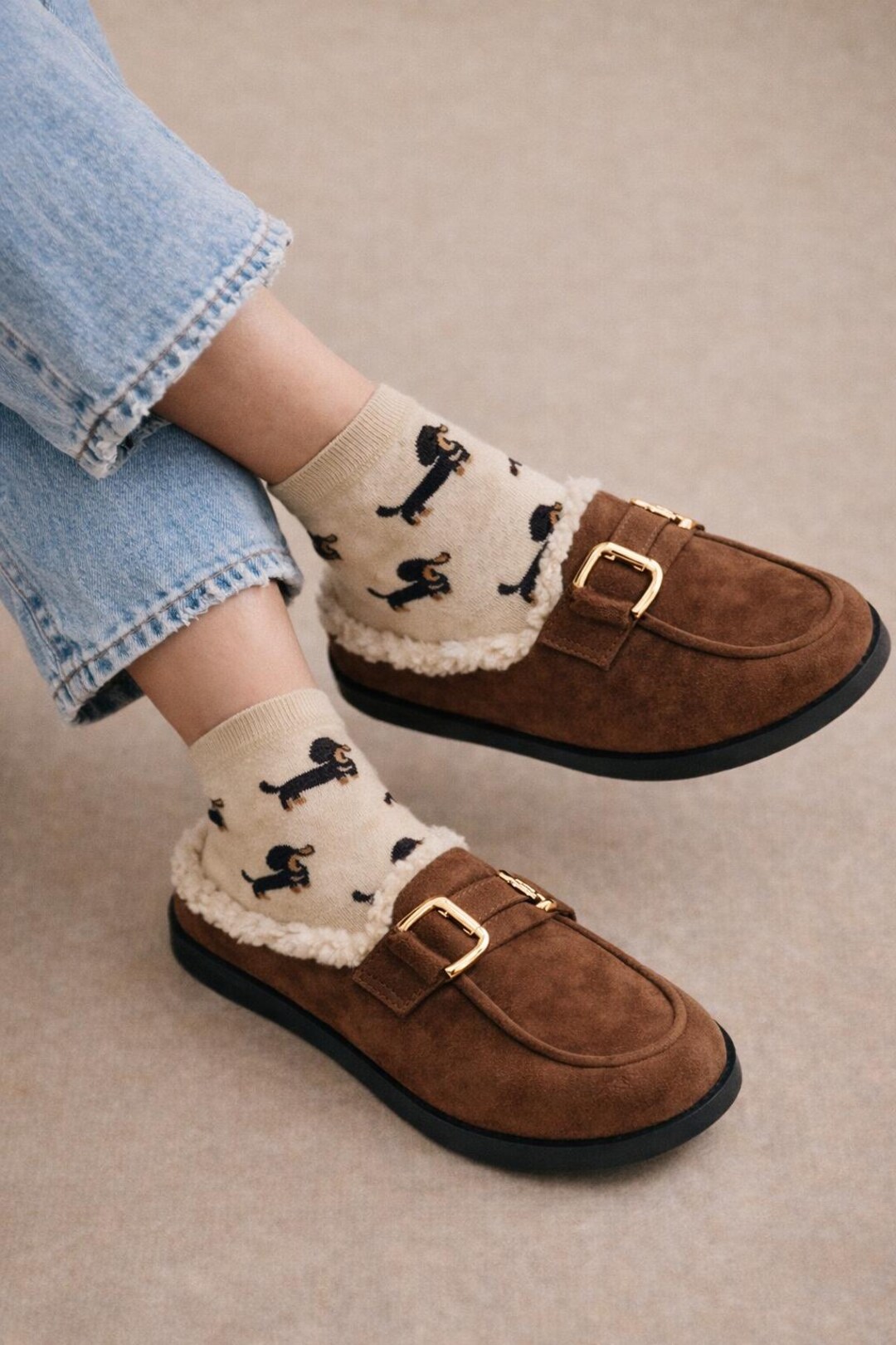 Lined Clog Mules – Women's Comfort Winter Shoes – Warm and Cozy Mules ...