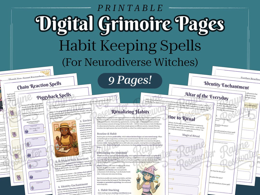 Habit Planner (neurodivergent Witch) Grimoire Bundle | Magical Routine ...