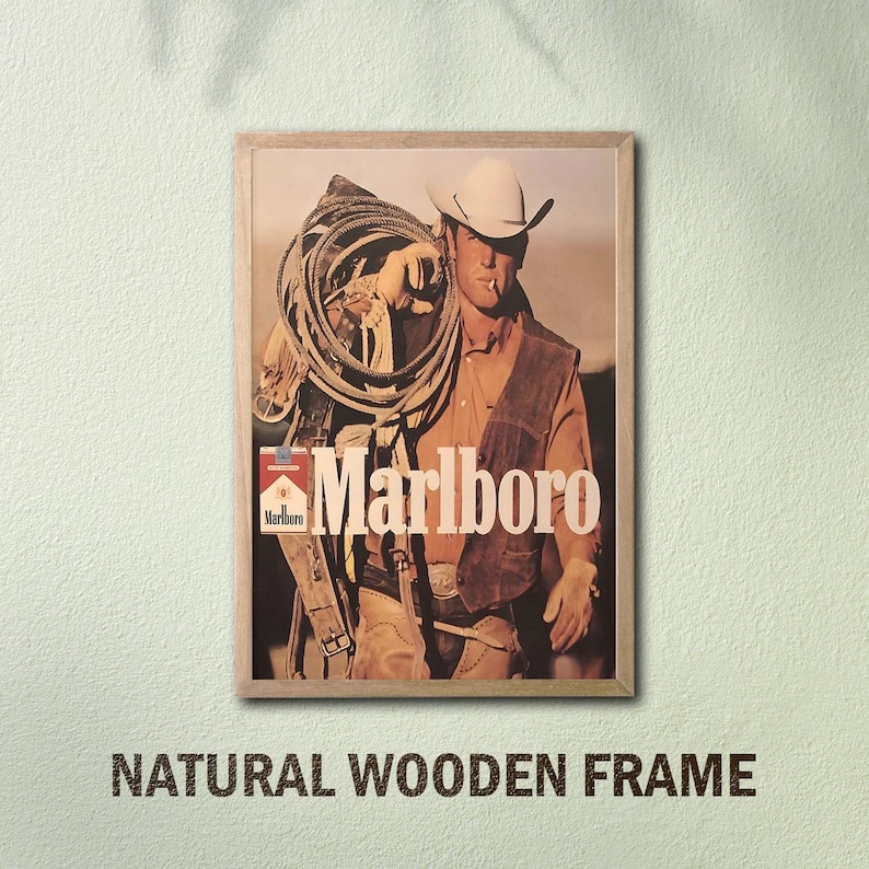 Vintage Marlboro Cowboy Ad Canvas Poster, Western Art - Etsy