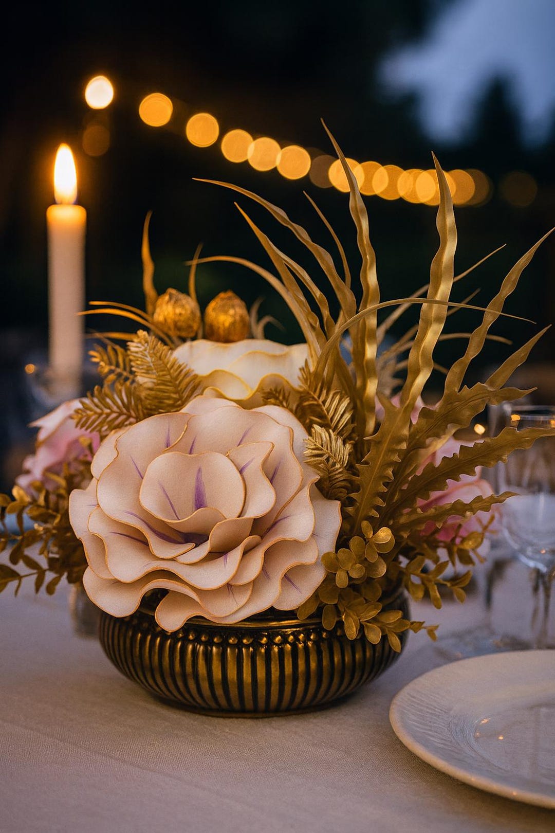 Rustic Artificial Flower Arrangement: Handmade EVA Flowers, Patina ...