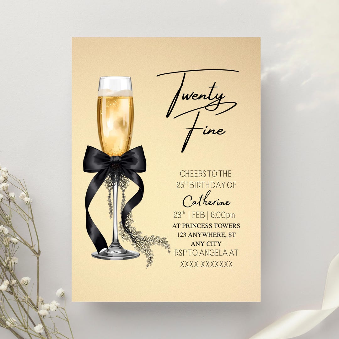 Twenty Fine 20th Birthday Invitation Template | Elegant Birthday Party ...