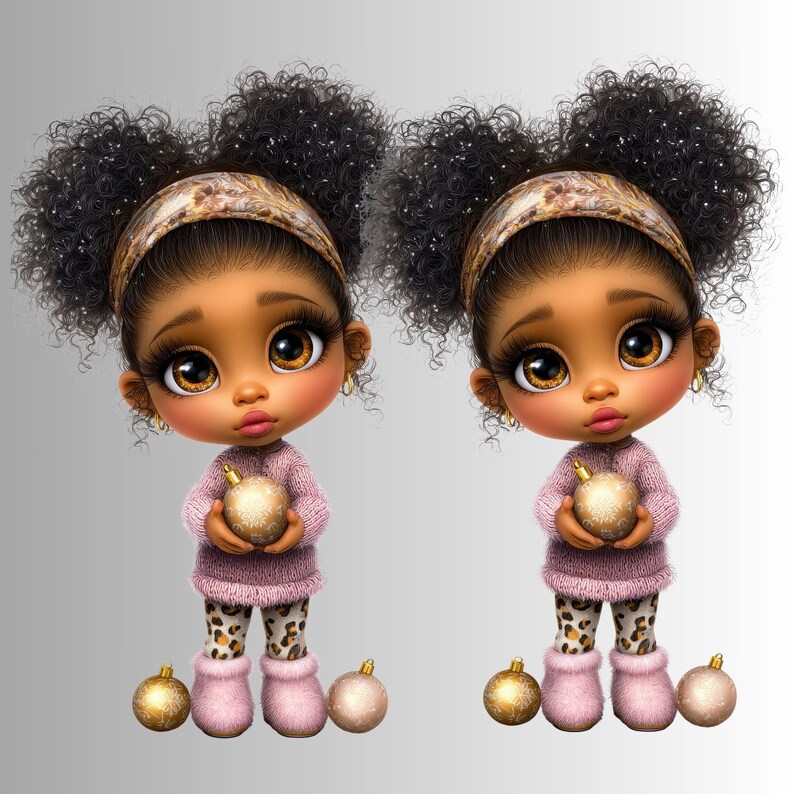 29 Winter Chibis Bundle •afro Chibi Clipart • Winter Girl Illustrations ...
