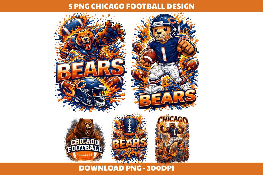 Chicago Football Bear PNG, Bears Lover, School Mascot Sublimation ...