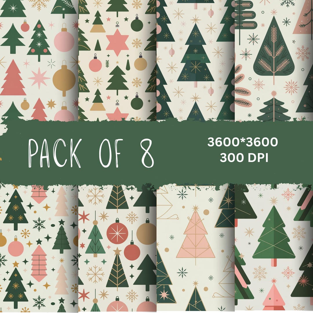 Christmas Tree Digital Paper: Seamless Holiday Pattern (digital ...