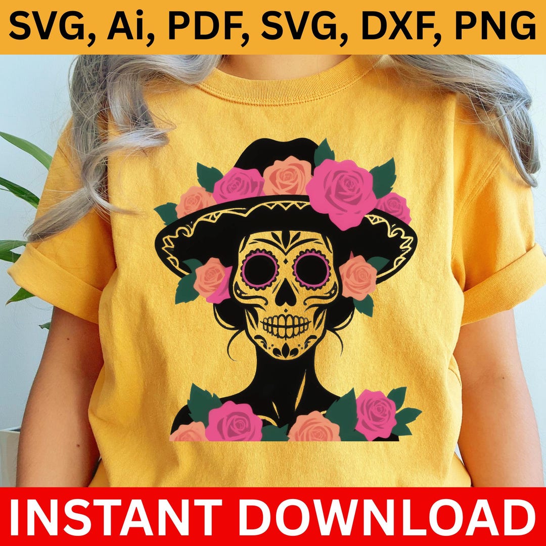 La Catrina SVG Bundle, Sugar Skull With Roses (digital Download) - Etsy