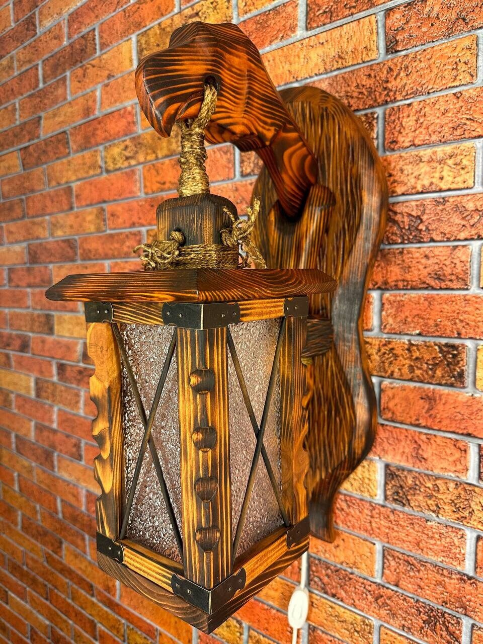 Antique Lantern, Rustic Wall Light, Eagle Wall Lamp, Handmade Wooden ...