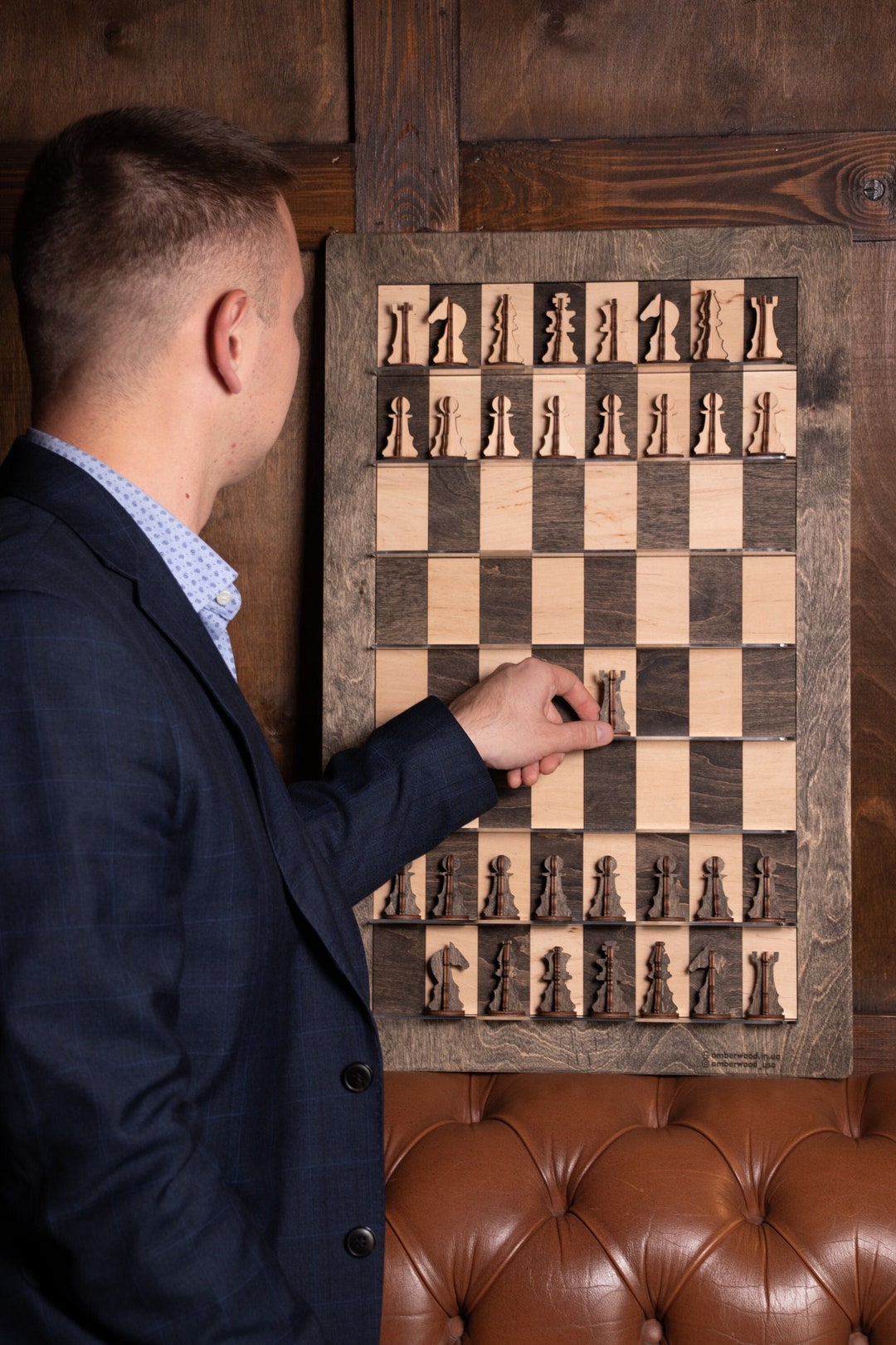 Vertical Chess Set Wooden Chess Board Wall Hanging Engraved - Etsy