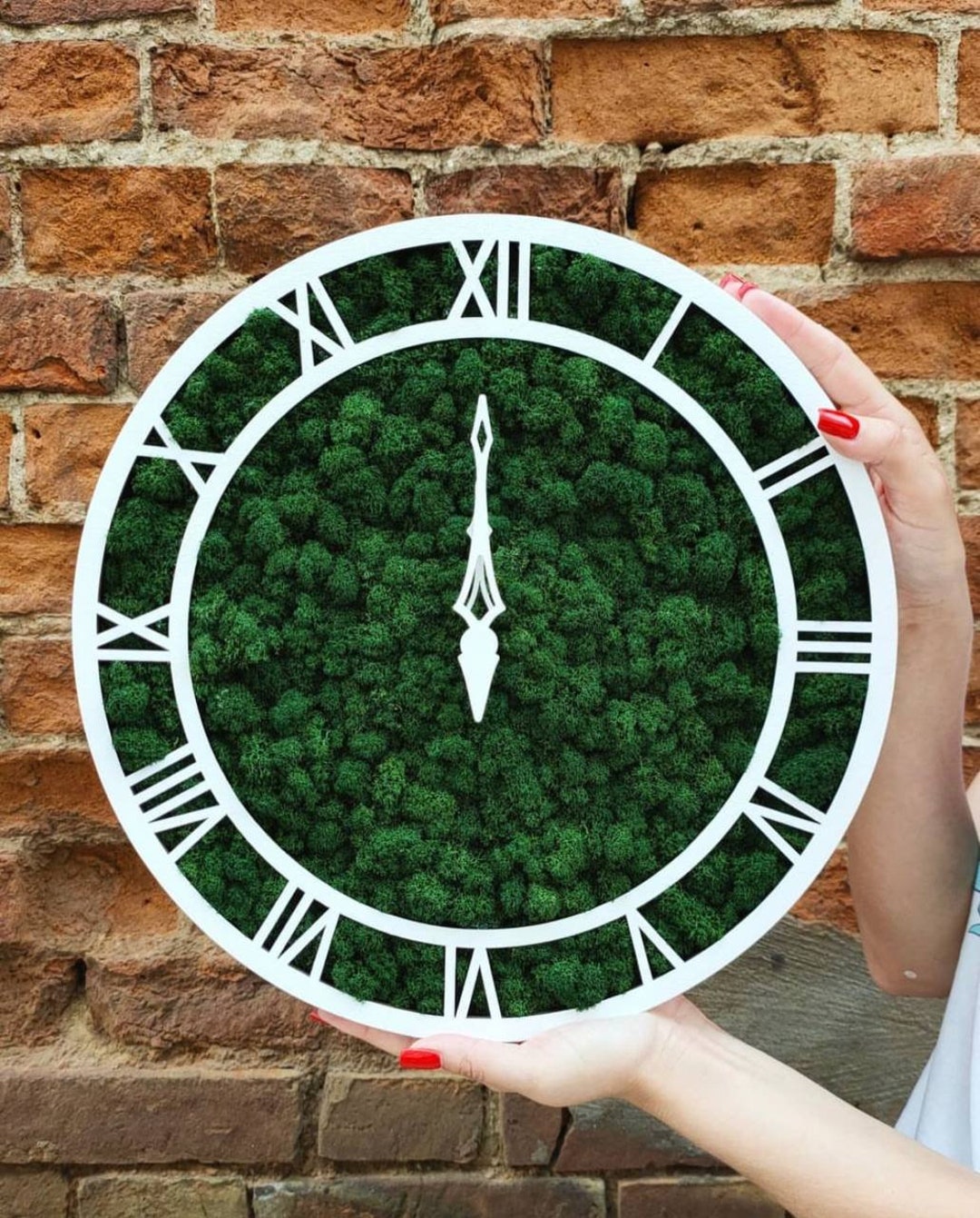 Moss Wall Clock Wooden Art With Stabilized Moss Wall Decor - Etsy