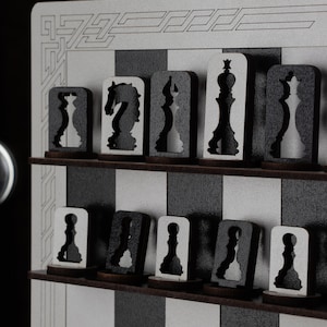Vertical Chess Set, Wooden Chessboard Wall Hanging, Personalized Chess ...