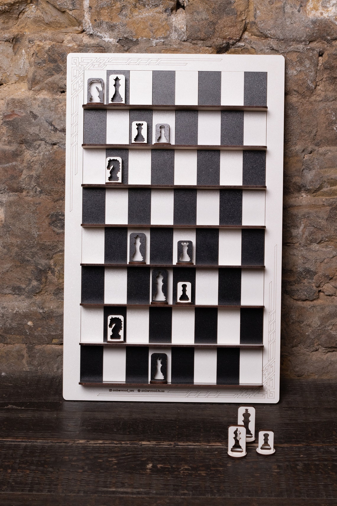 Vertical Chess Set, Wooden Chessboard Wall Hanging, Personalized Chess ...