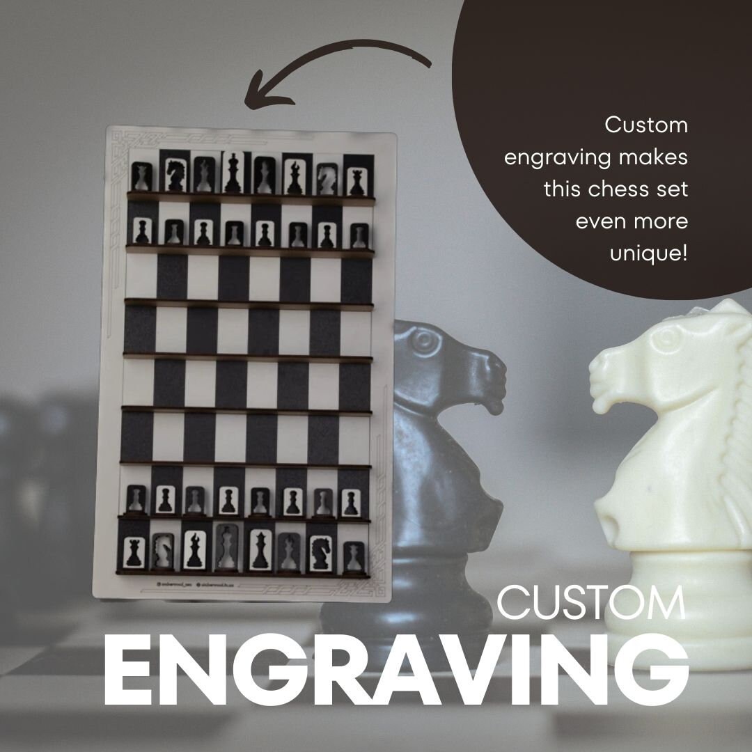 Vertical Chess Set, Wooden Chessboard Wall Hanging, Personalized Chess ...