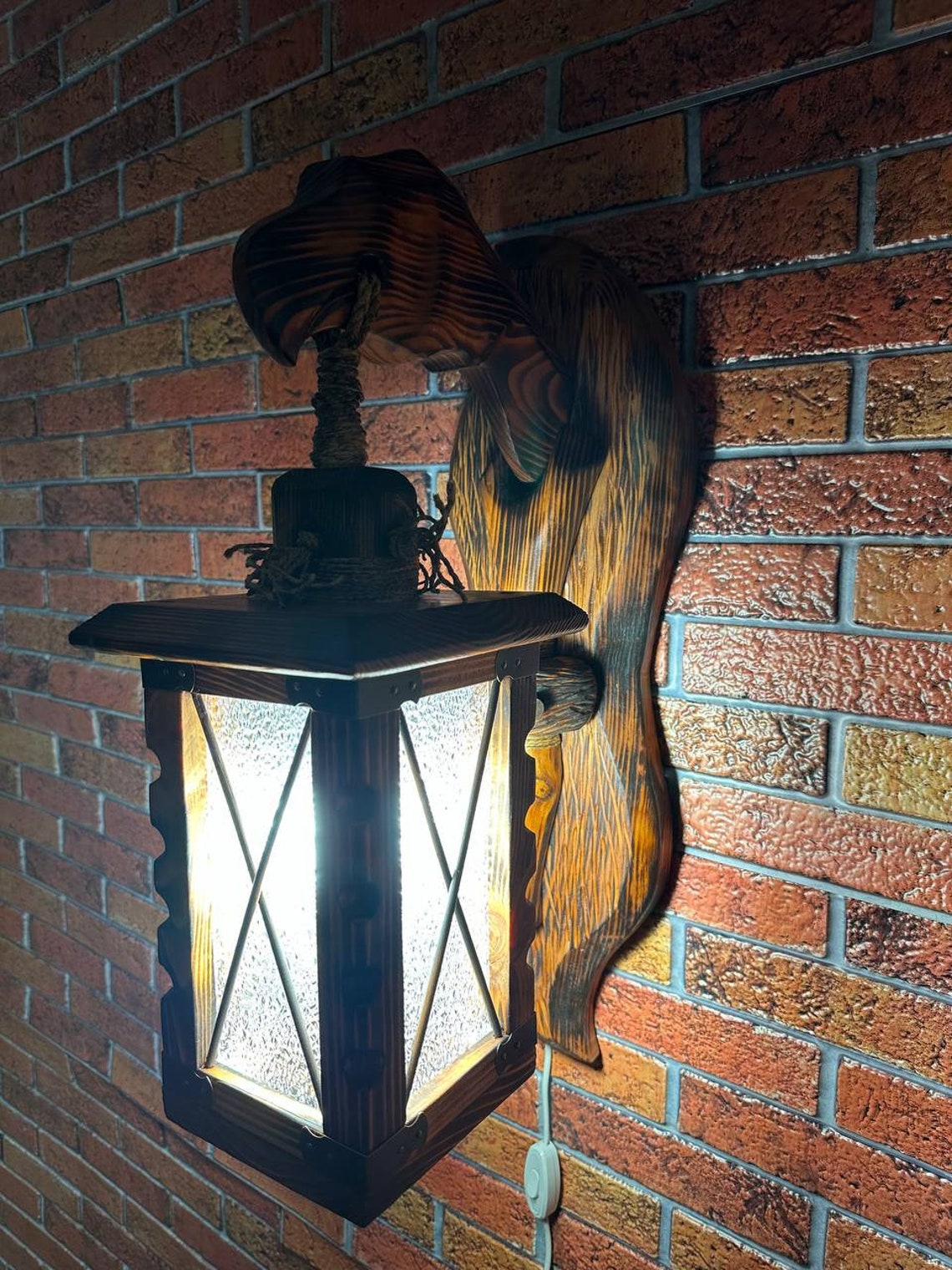 Antique Lantern, Rustic Wall Light, Eagle Wall Lamp, Handmade Wooden ...