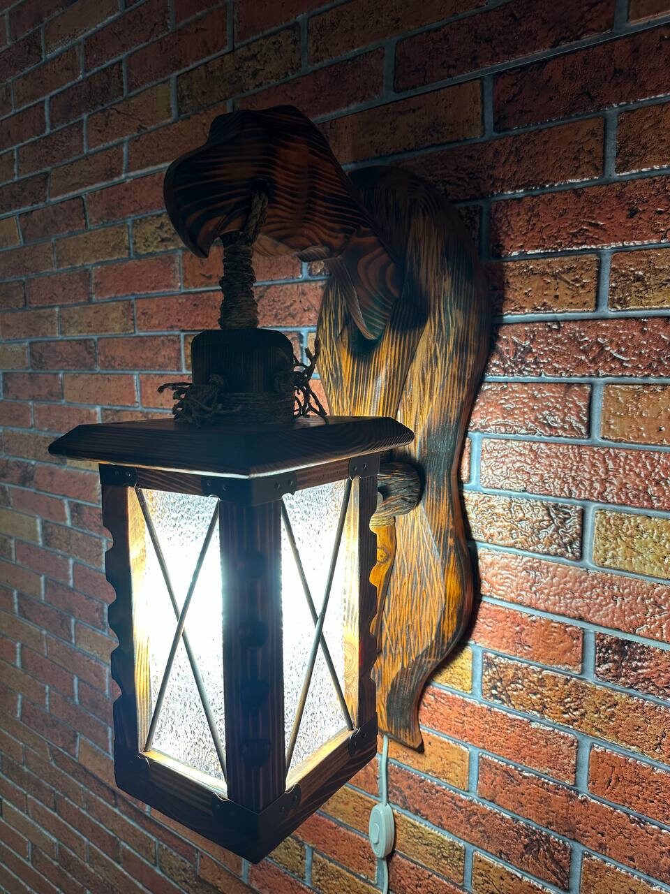 Antique Lantern, Rustic Wall Light, Eagle Wall Lamp, Handmade Wooden ...