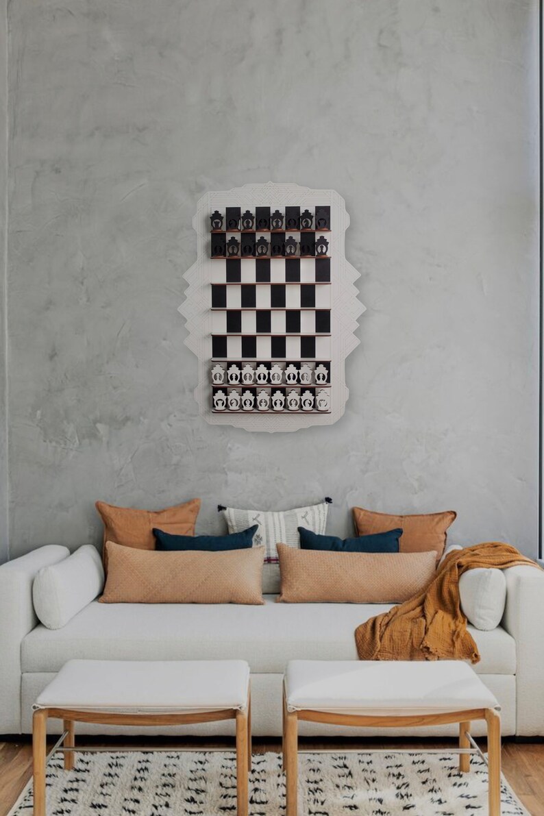 Black & White Vertical Wall Chessboard, Wooden Chess, Chess for Home ...
