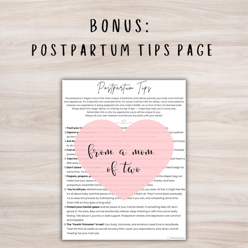 Printable Postpartum Checklist (instant PDF Download) | New Mom Planner ...
