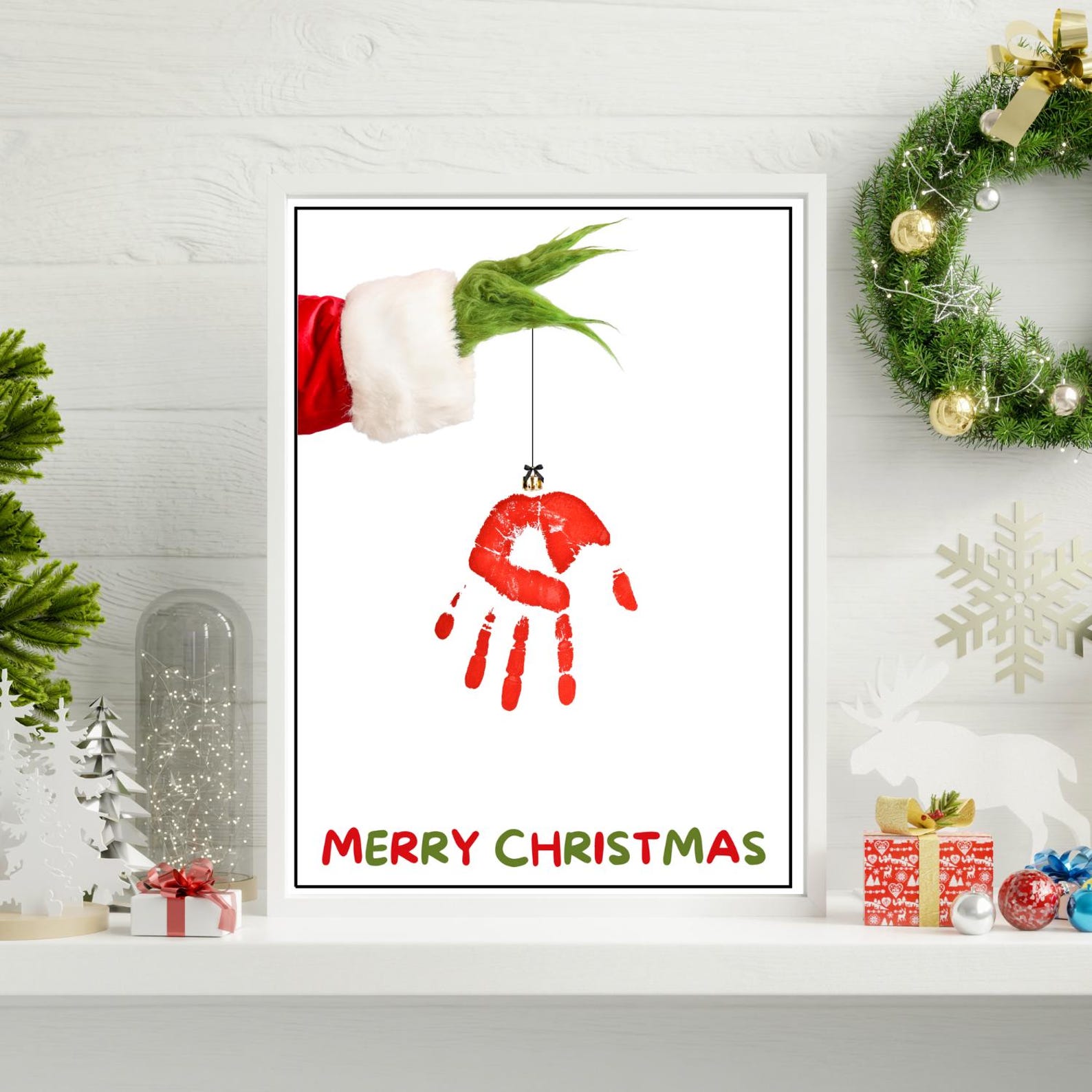 Printable Hand Art Craft for Christmas | Merry Grinchmas Hand Print ...