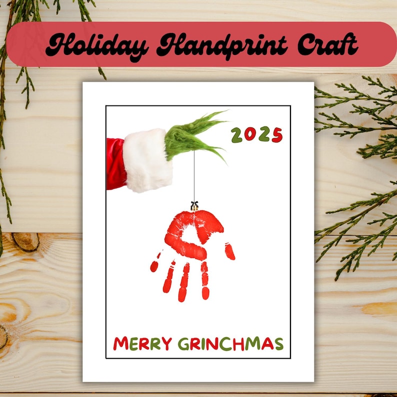 Printable Hand Art Craft for Christmas | Merry Grinchmas Hand Print ...