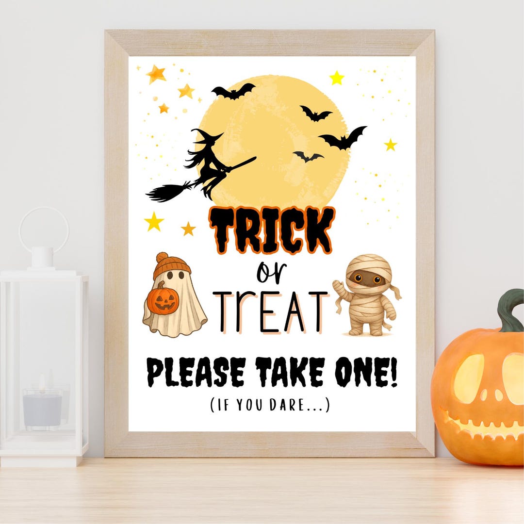 Halloween Please Take One Sign | Printable Candy Bowl Sign (digital ...