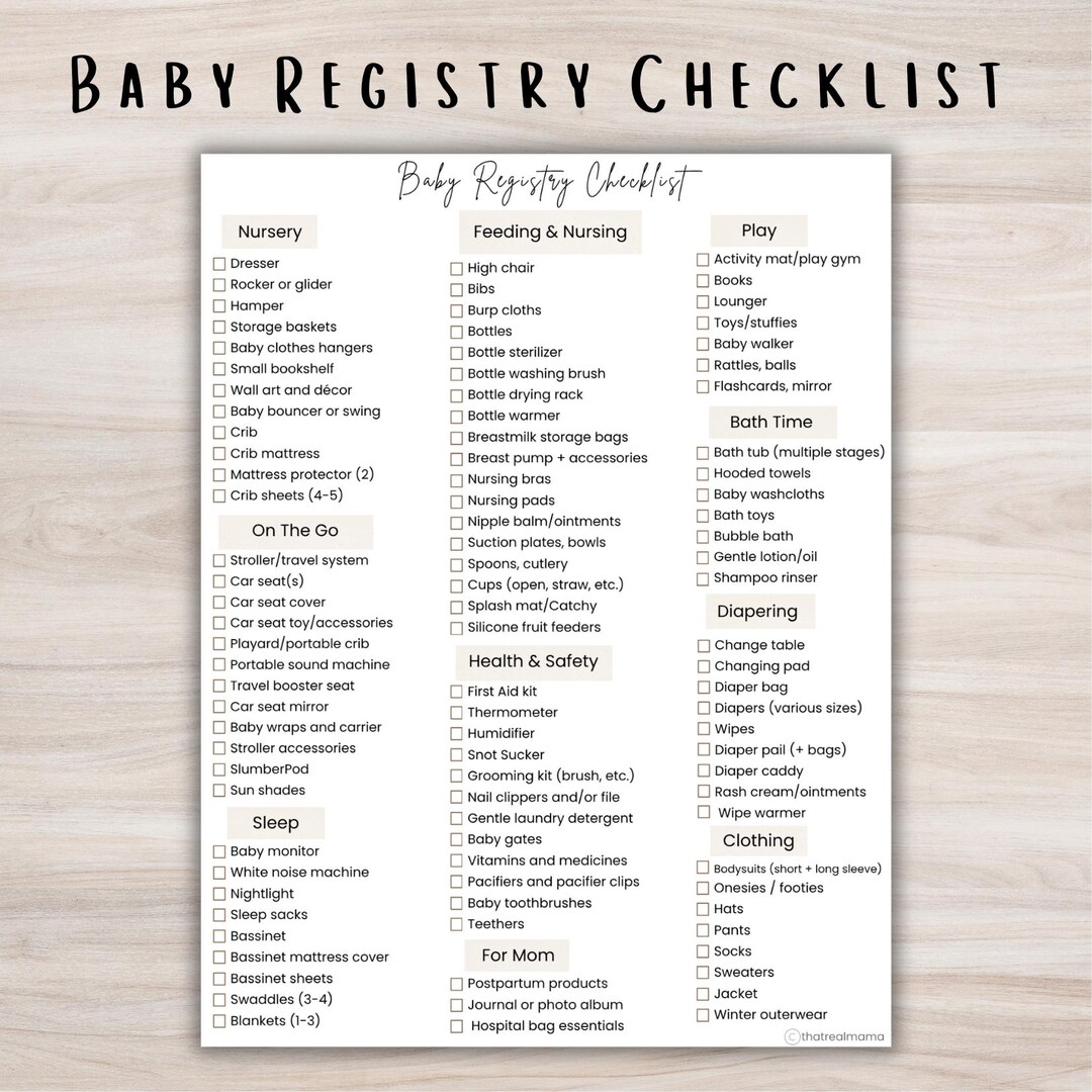 Printable Baby Registry Checklist With Bonus Tips (PDF Download) - Etsy