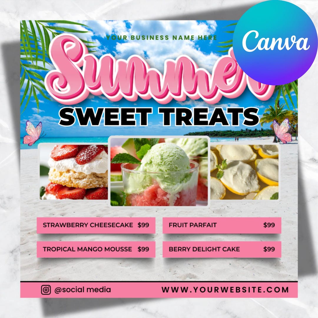 Summer Bakery Social Media Template: Tropical Dessert Ad (editable ...