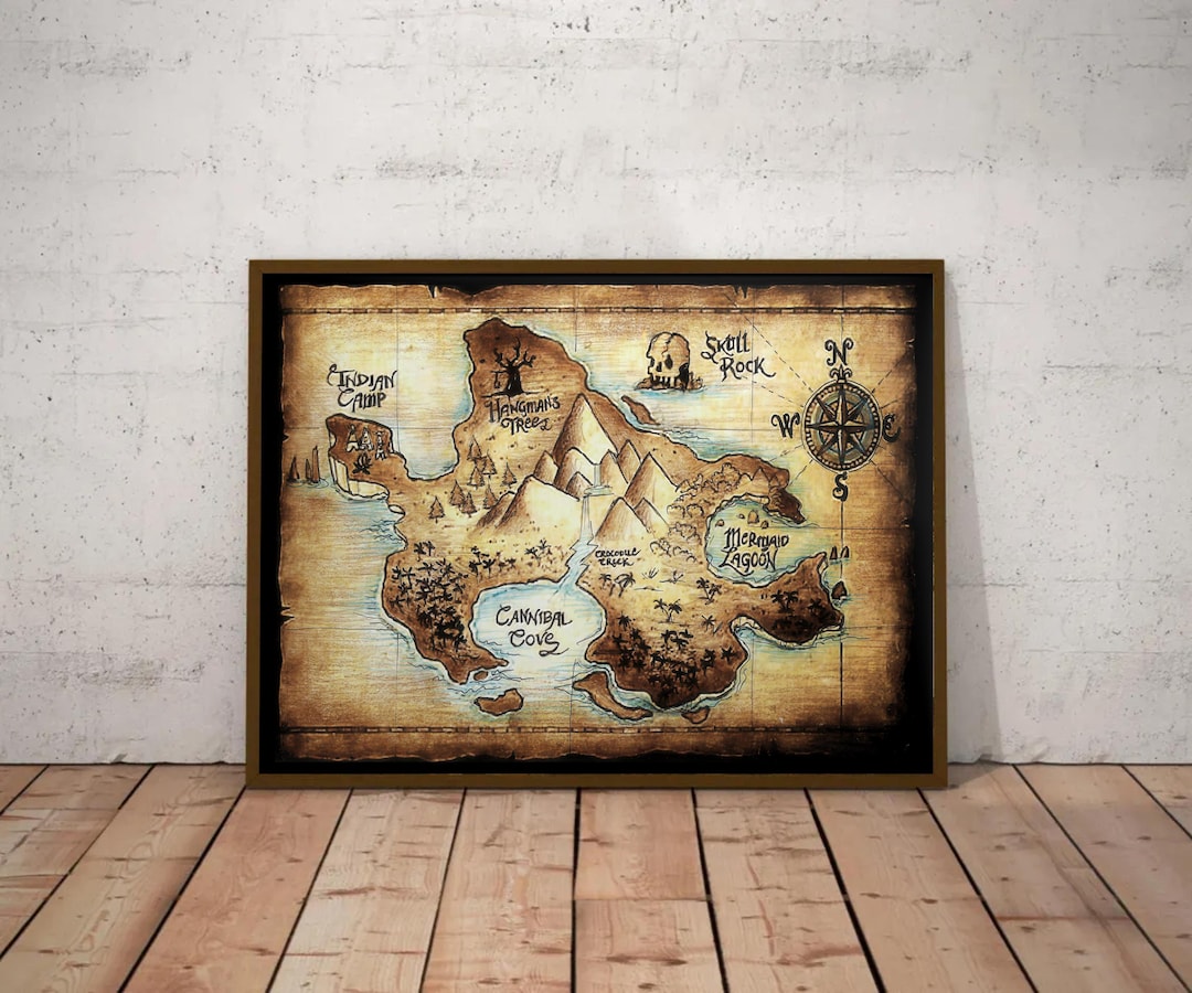 Peter Pan Map, Neverland Map Print, Peter Pan Nursery Art, Disney ...