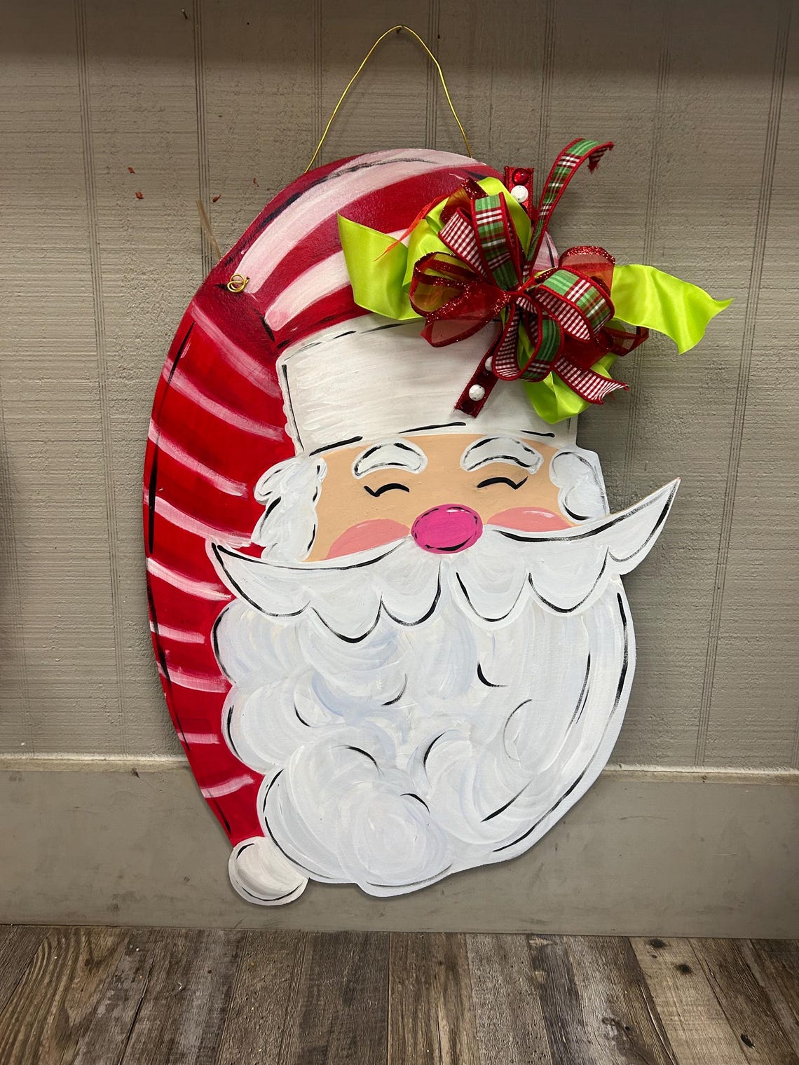 Merry and Bright Christmas Holiday Santa Claus Door Hanger - Etsy