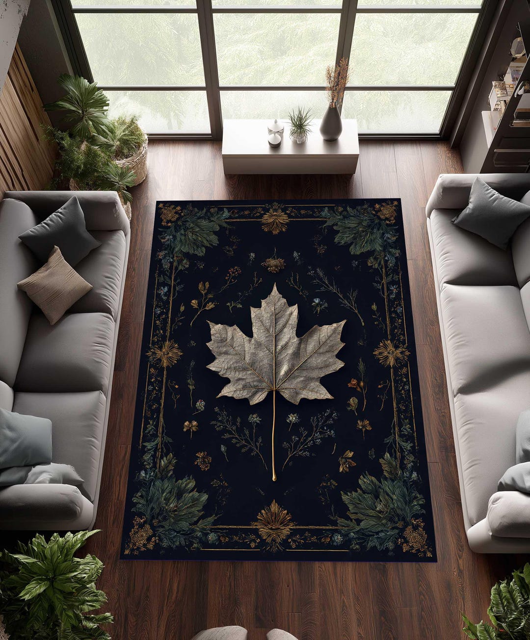 Fall Leaves Rug – Brown Leaf Art Area Rug, Autumn Colors Kitchen Mat ...