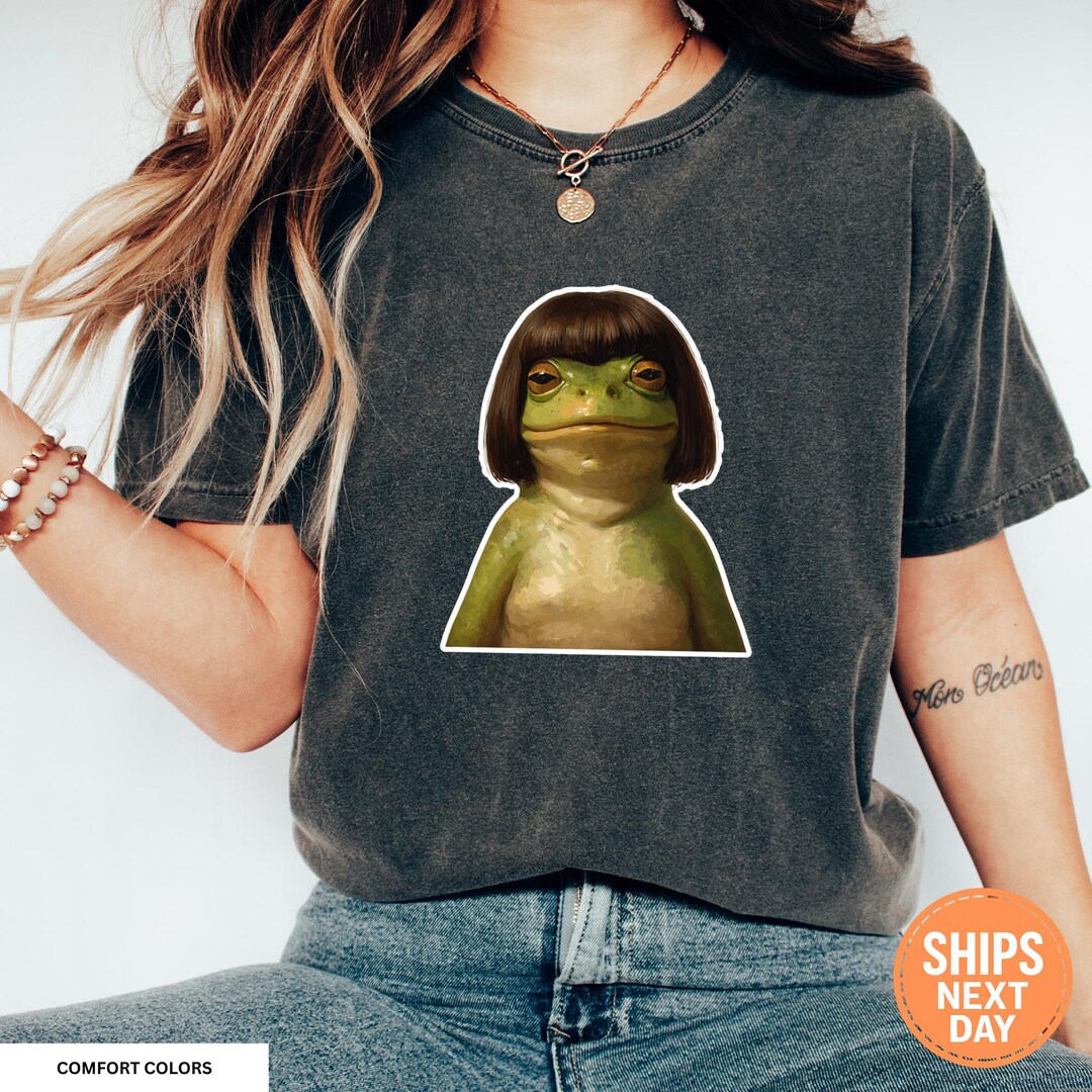 Funny Frog Haircut Shirt, Quirky Meme Tee, Hilarious Animal Lover ...