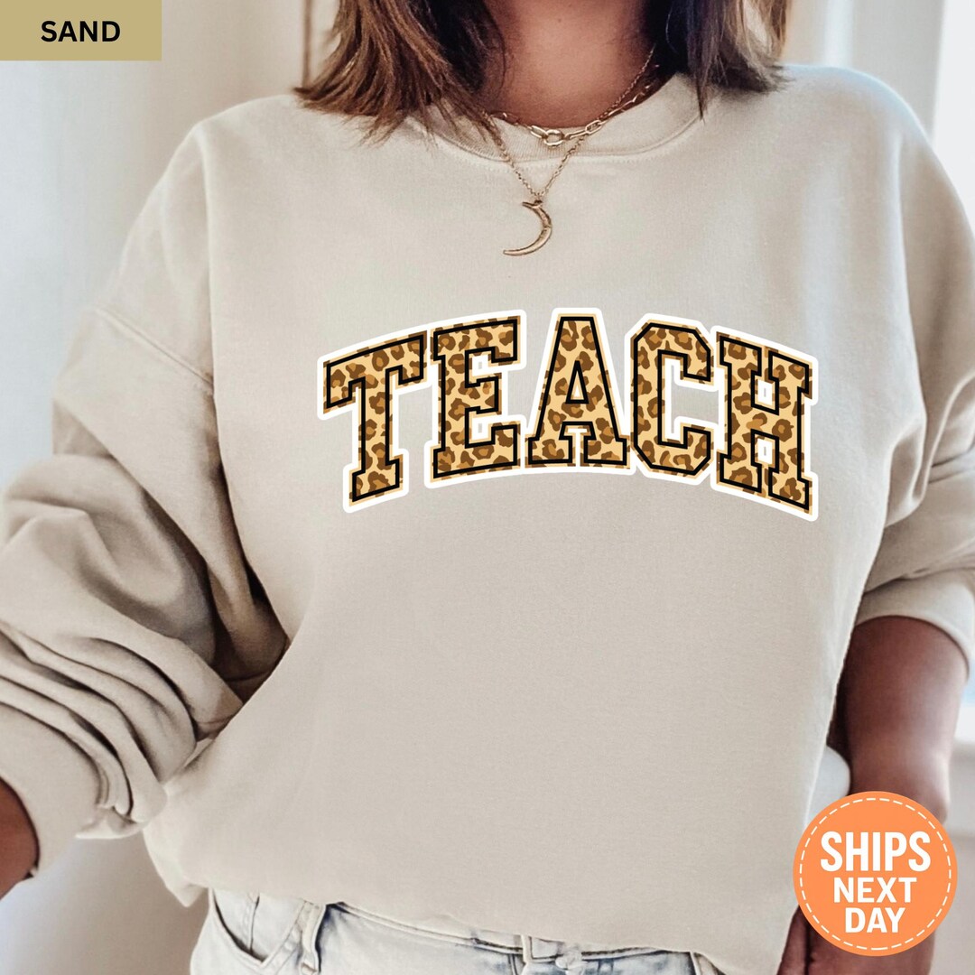 Teach Sweatshirt, Varsity Teacher Crewneck Sweater, Educator Pullover ...