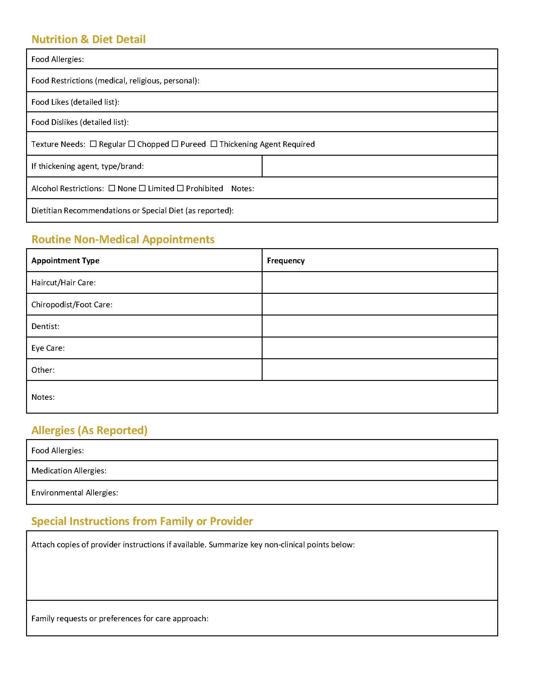 Home Care Assessment Form: Client Intake, Adls/iadls (US Letter DOCX ...