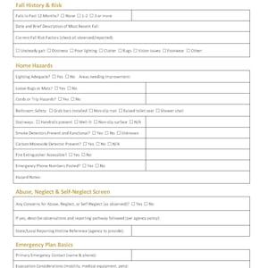 Home Care Assessment Form: Client Intake, Adls/iadls (US Letter DOCX ...