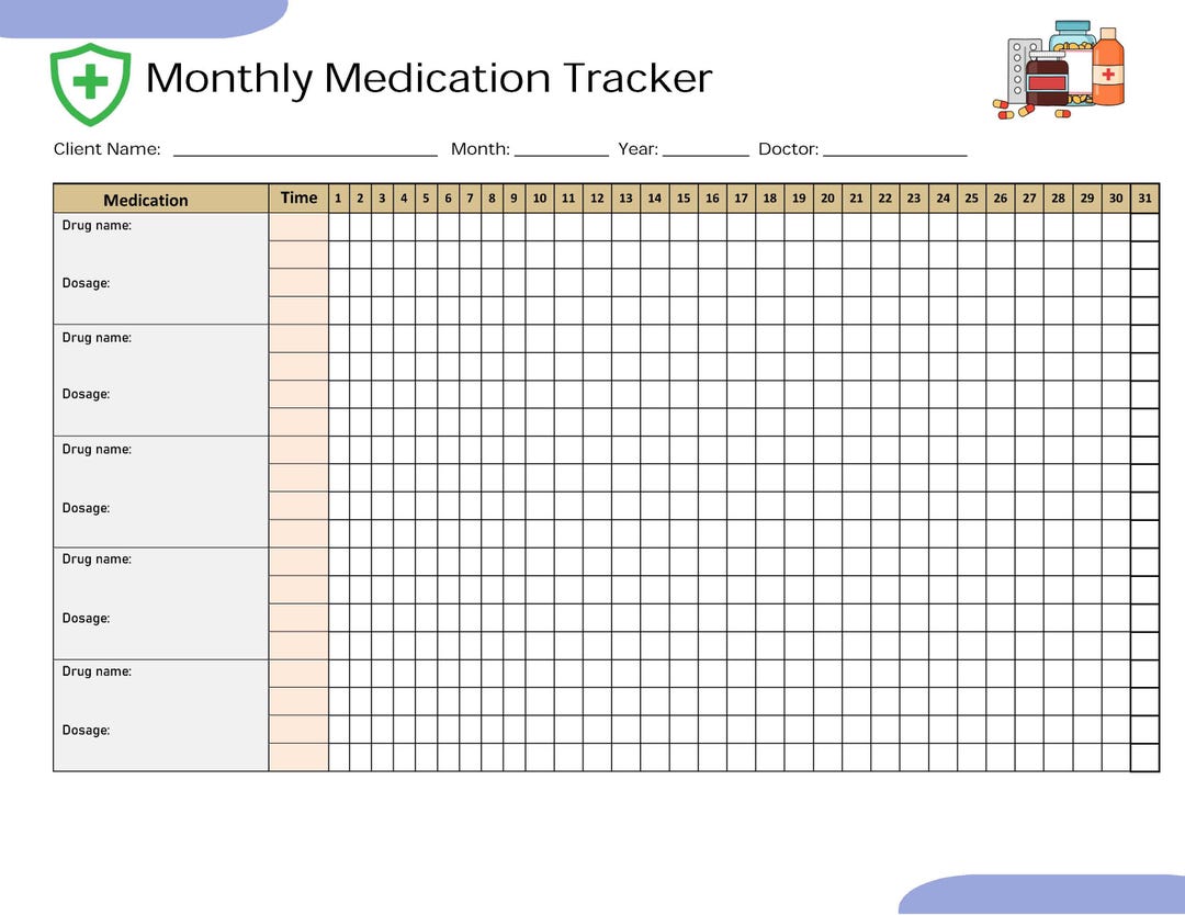 Editable Monthly Medication Tracker Template: Home Care (US Letter ...