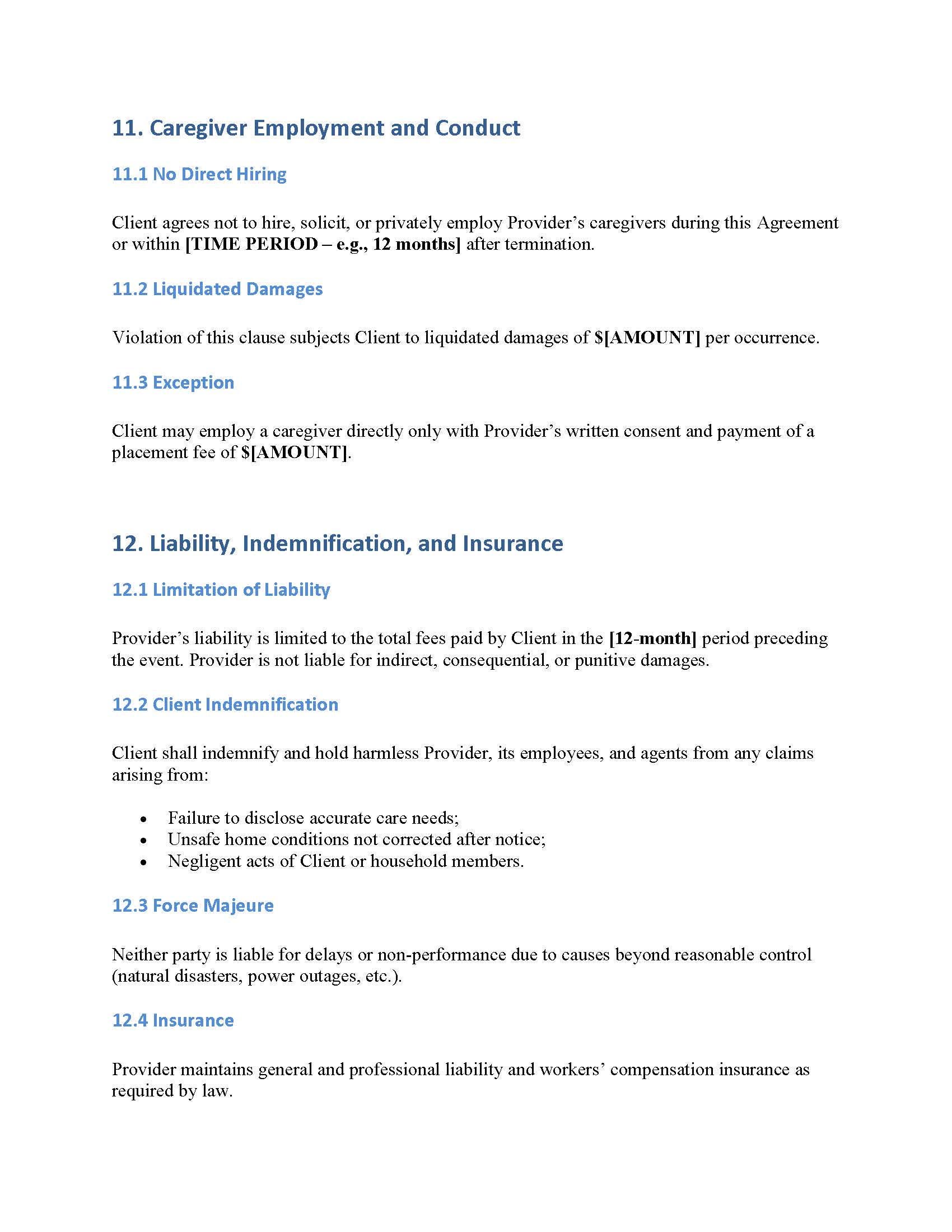 Home Care Service Agreement Template: US Legal Contract (editable) - Etsy