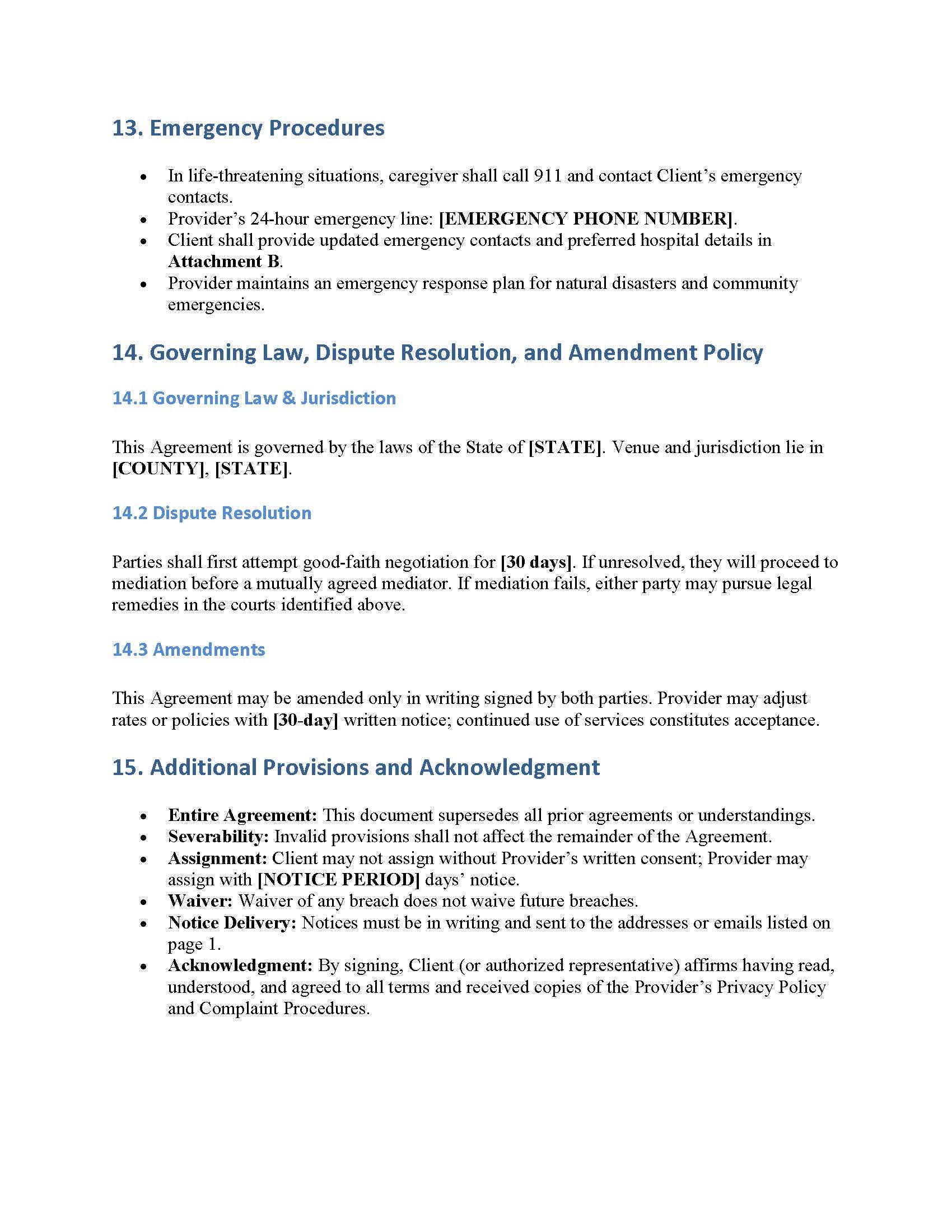 Home Care Service Agreement Template: US Legal Contract (editable) - Etsy