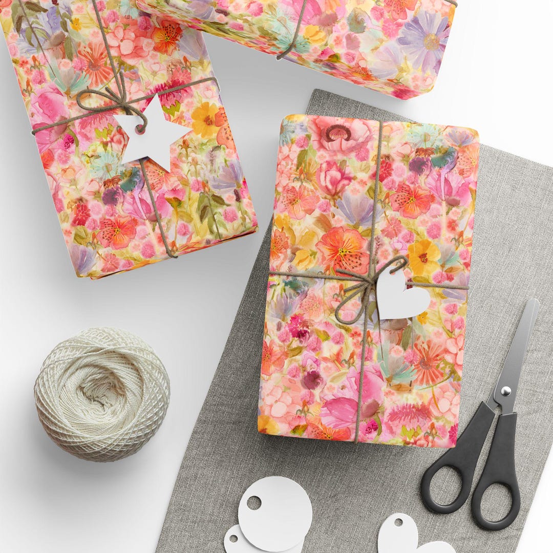 Watercolor Wildflower Wrapping Paper | Hand Painted Floral Paper Roll ...