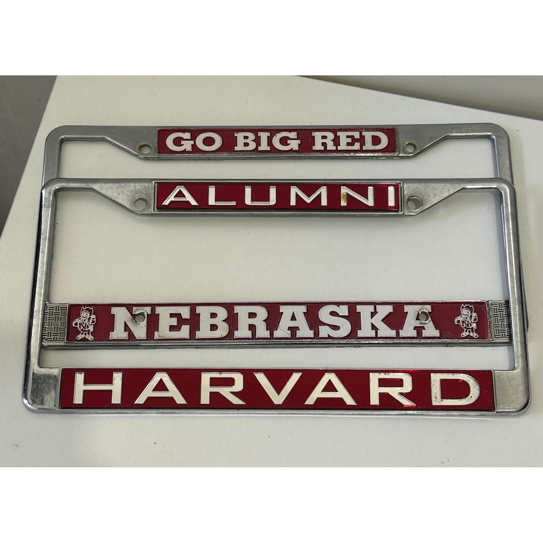 Lot of 2 License Plate Frame - Nebraska & Harvard Alumni Go Big Red - Etsy