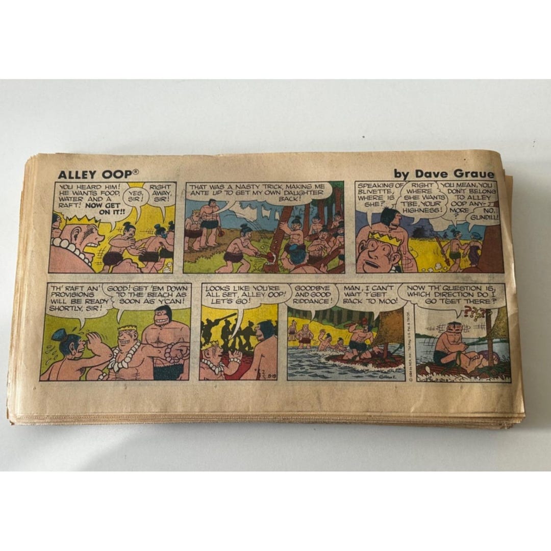 Lot of 200+ ALLEY OOP Dave Graue Sunday Newspaper Comic Strips 1976 ...