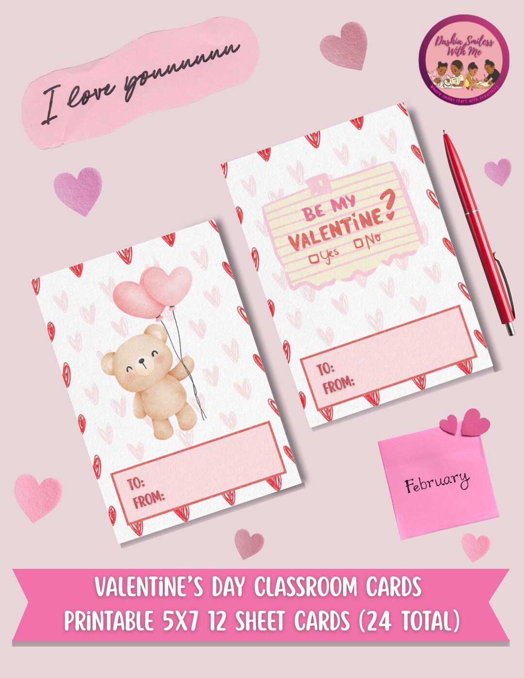 Kids Valentine Cards | Classroom Exchange Cards (digital Download 5x7in ...
