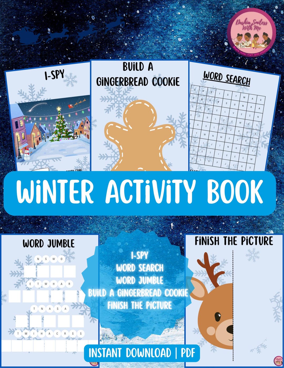 Kids Winter Activity Book | Printable Holiday I-spy, Word Search, Word ...