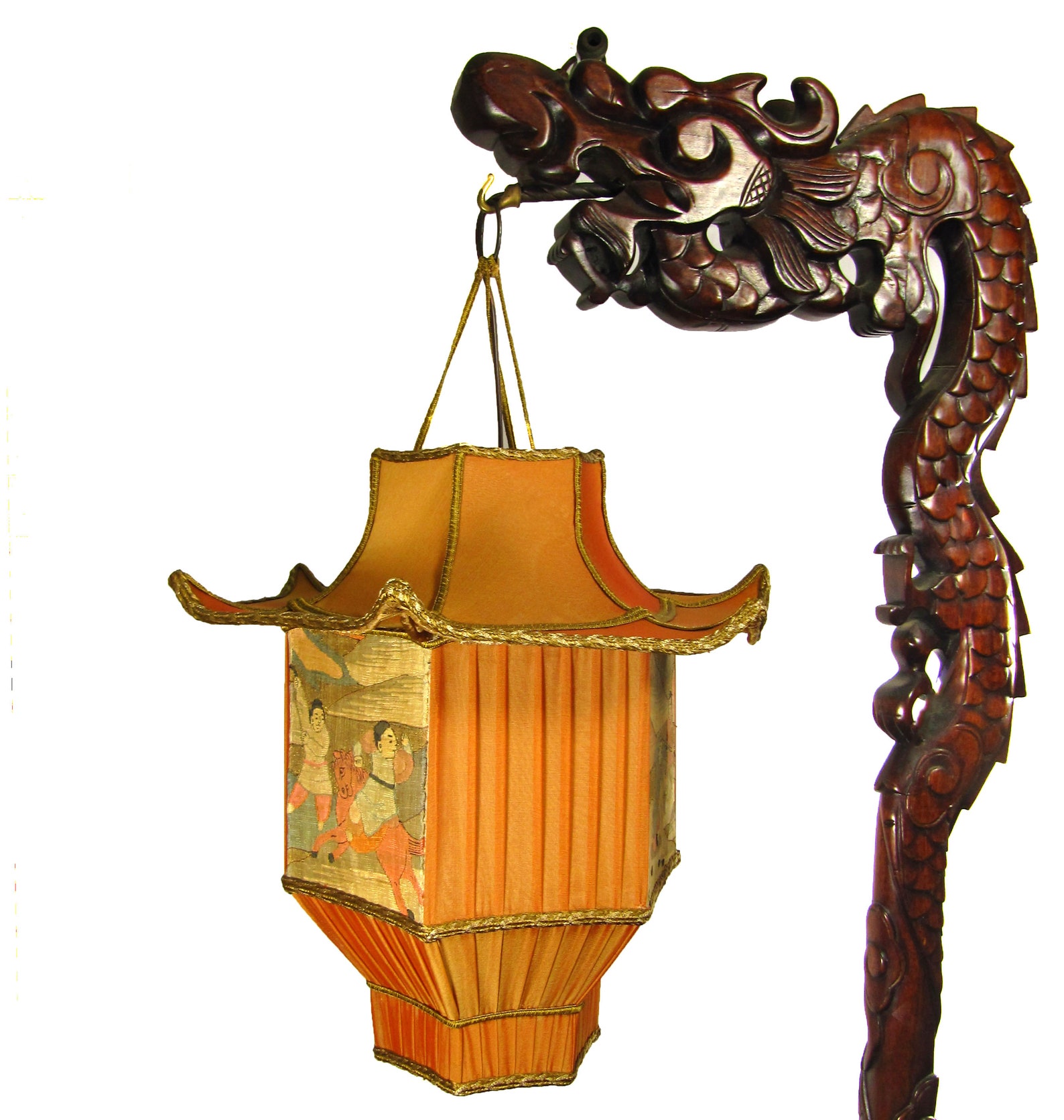 Chinese DRAGON Lamp Wood Floor Carved with Custom Pagoda Shade | Etsy