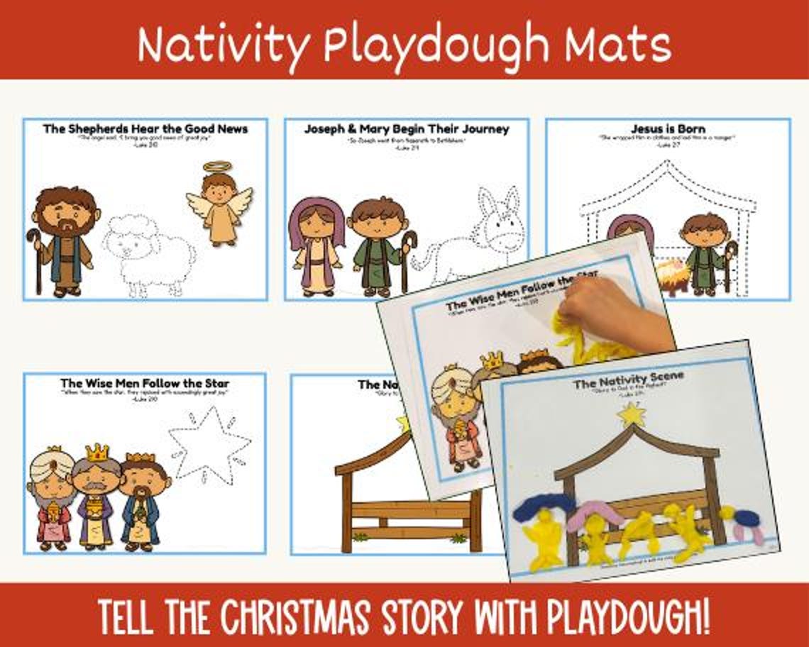 Christmas Nativity Story Playdough Mats - Etsy UK