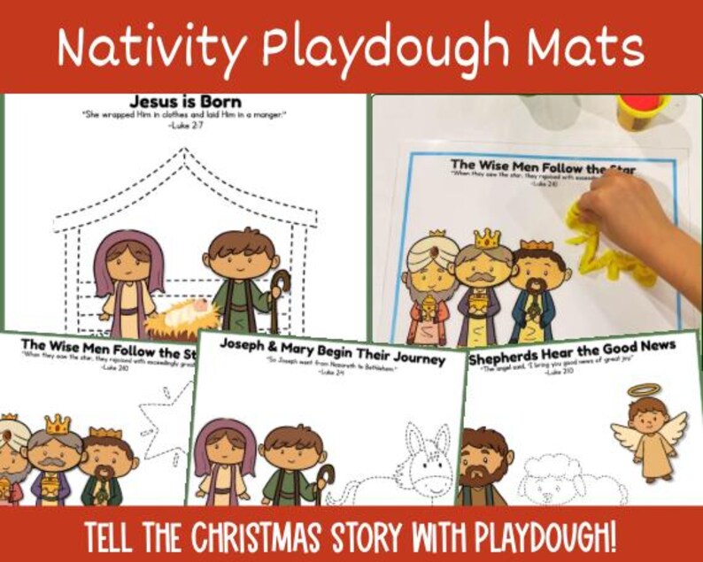 Christmas Nativity Story Playdough Mats - Etsy UK
