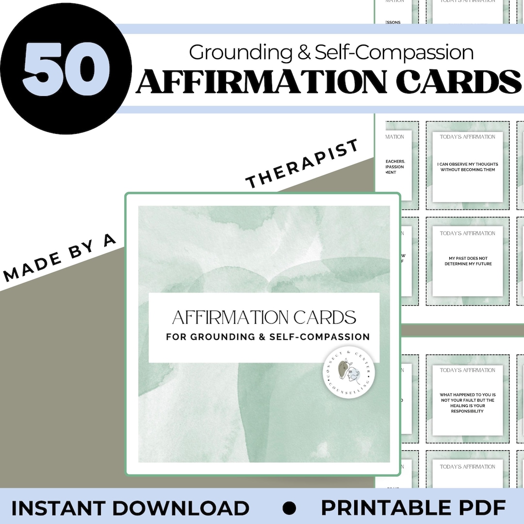 50 Printable Affirmation Cards | Grounding & Self-awareness (PDF ...