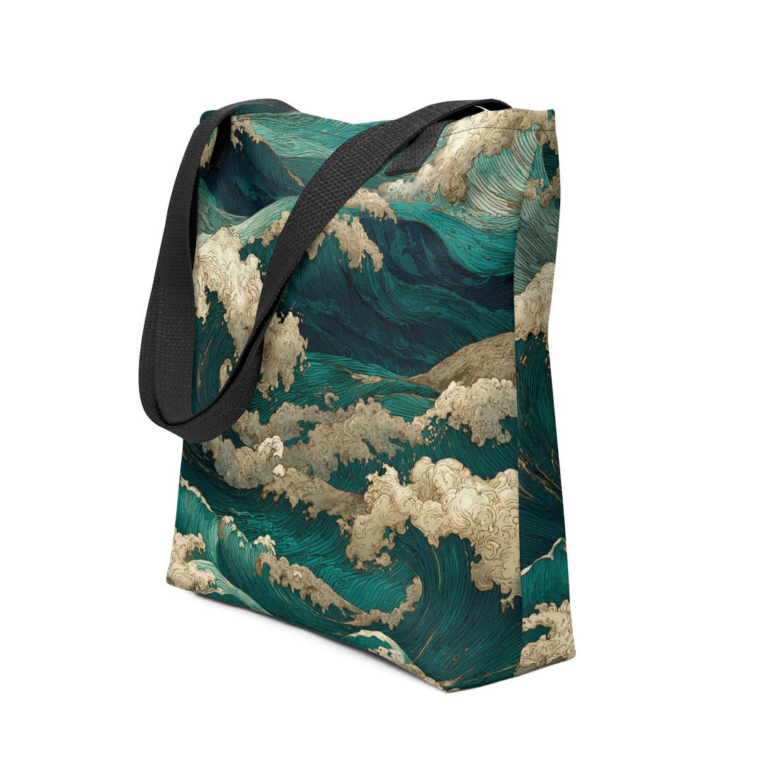 Ocean Waves Tote Bag | Japanese Wave Inspired Art Tote | Coastal ...
