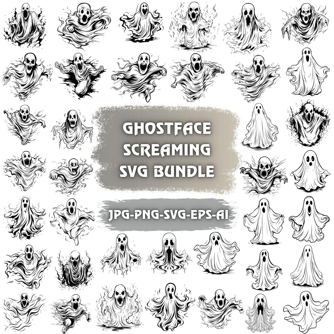 Ghost Face Screaming SVG Bundle: Halloween Cricut File (digital ...