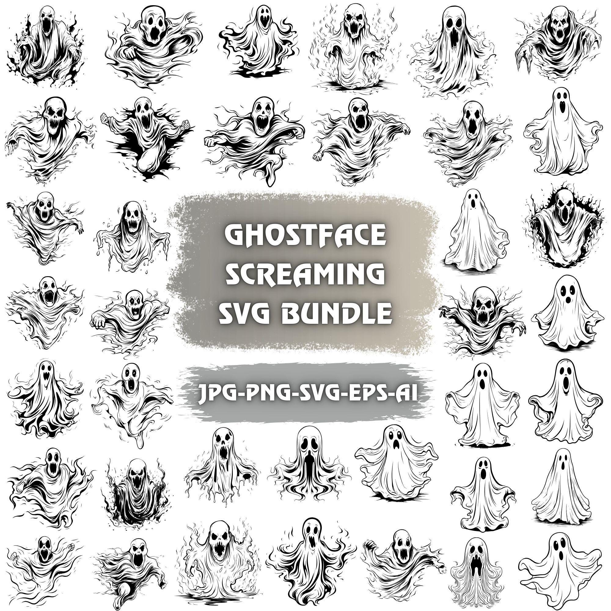Ghost Face Screaming SVG Bundle: Halloween Cricut File (digital ...