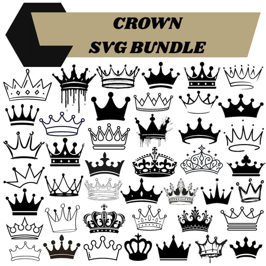 Crown SVG Bundle: Royal Clipart for Cricut, Silhouette (digital ...