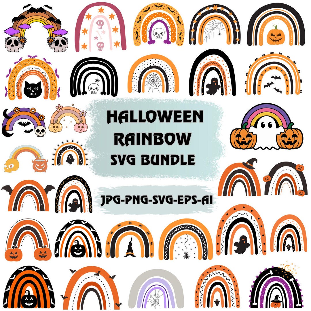 Halloween Rainbow SVG Bundle: Spooky Rainbow Clipart (digital Download ...