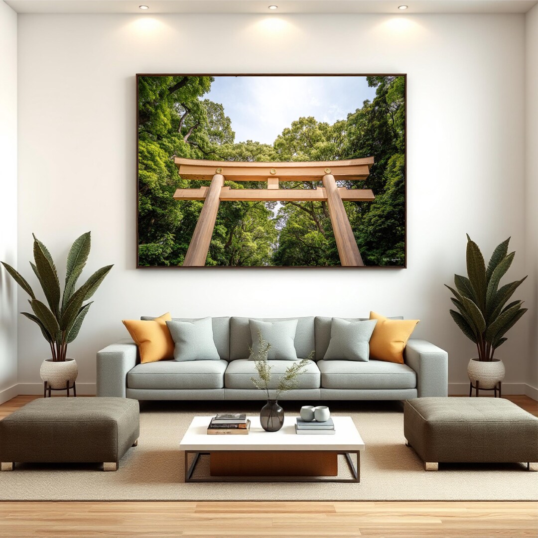 Japanese Torii Gate Poster, Meiji Jingu Shrine Print, Tokyo Nature Wall ...